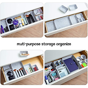 Vdealen Desk Drawer Organizer, 10 Pack Felt Drawer Organizer Trays Home & Office Felt Drawers Dividers Storage for Office Supplies Makeup Jewelry Ect