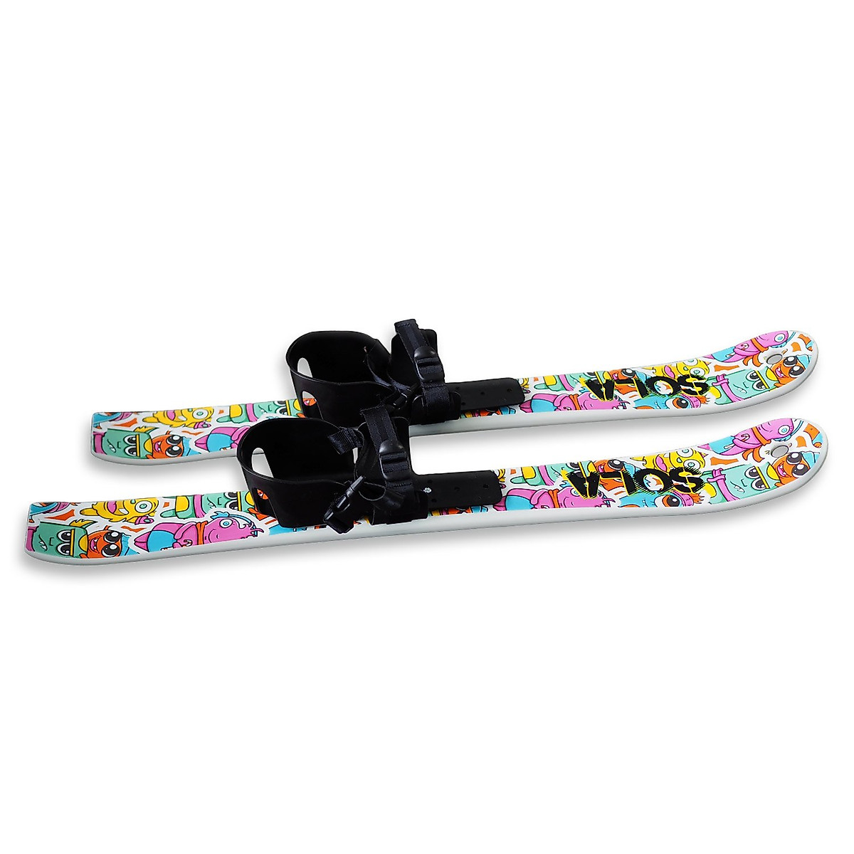 SOLA Winter Sports Kid's SLKS103 Beginner Snow Skis and Poles with Bindings Age 3-4 (Gaggle)
