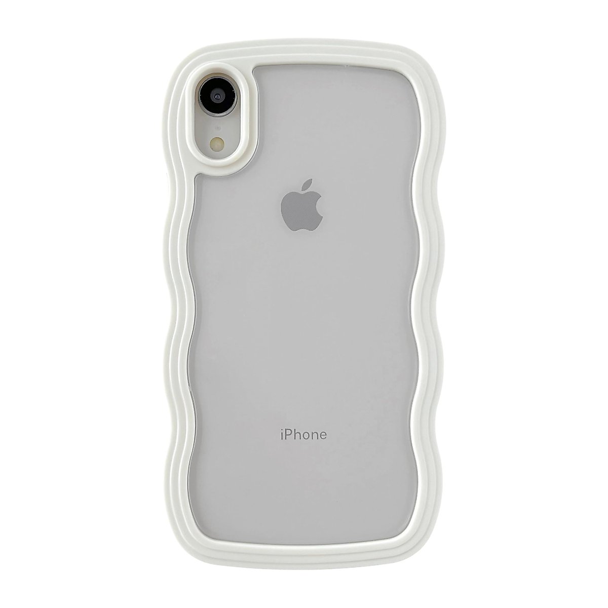 Caseative for iPhone Xr Case, Cute Curly Wave Frame Shape Shockproof Soft Compatible with iPhone Case (White,iPhone Xr)