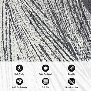 Rugshop Contemporary Distressed Abstract Soft Area Rug 8' x 10' Gray