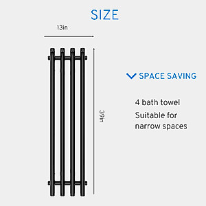 senplus Heated Towel Rack, Towel Warmer with Timer, Wall Mounted hot Towel Warmer Rack for Bathroom, Hardwired or Plug-in Models Vertical Towel Heater Black