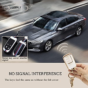 LEERLY Key Fob Cover for Honda Accessories, Key Case with Key Chain Compatible with Civic Accord Pilot CRV HRV CRZ Fit Odyssey Ridgeline JED Crosstour Smart Key 5 Buttons white