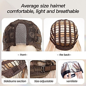 KOME Long Brown Highlight Wavy Wig for Women,Middle Part Curly Wavy Wig, Natural Looking Synthetic Heat Resistant Fiber Wig for Daily Party Use 26IN