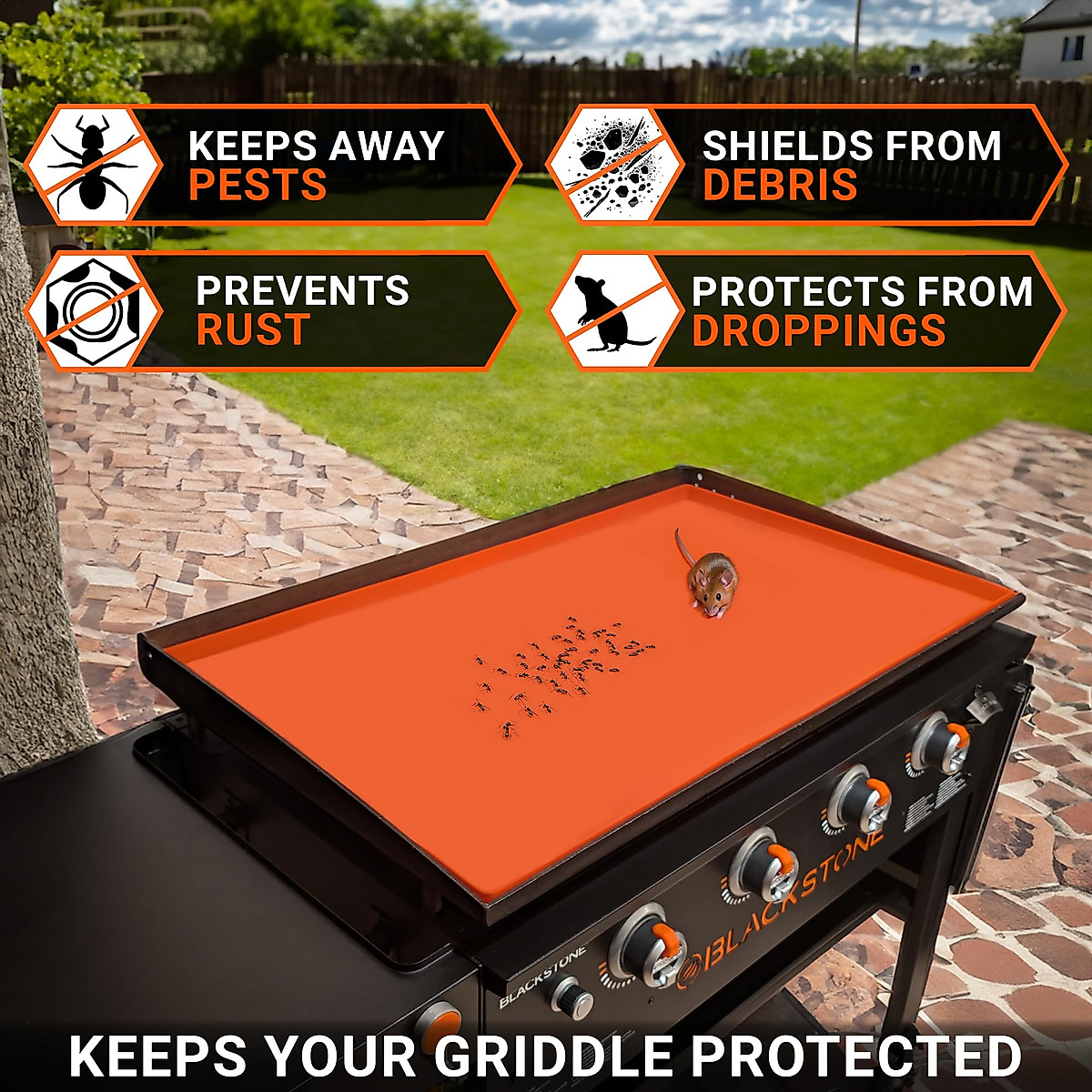 28" Premium Silicone Griddle Mat for Blackstone 28 Inch Griddle Accessories - Heavy Duty Food Grade Silicone Grill Cover - True Protection From Dirt & Rust All Year Round [2025 Upgrade]