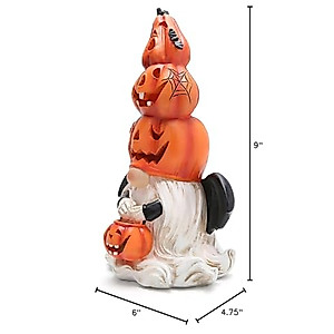 Hodao Mystical Stacked Pumpkin Gnomes Collectibles - Orange Halloween Decor for Home Fall Indoor