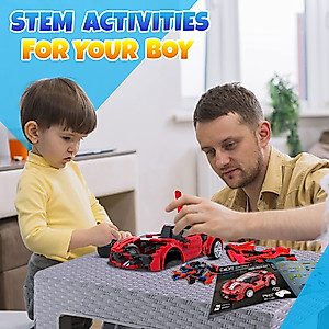 TOTI ROYAL Build Your Own RC Car Kit for Kids | 306-Pieces STEM Building Blocks Toys for Boys and Girls | Build a Remote Control Race Car Kit | New 2021 for 6+ Year Olds (Red Bomb)