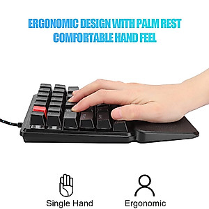 fosa1 One Handed Gaming Keyboard with Hand Rest,One Handed RGB Mechanical Gaming Keyboard, Left Handed Mechanical Keypad Support Mobile Game Connection,36 Keys,USB