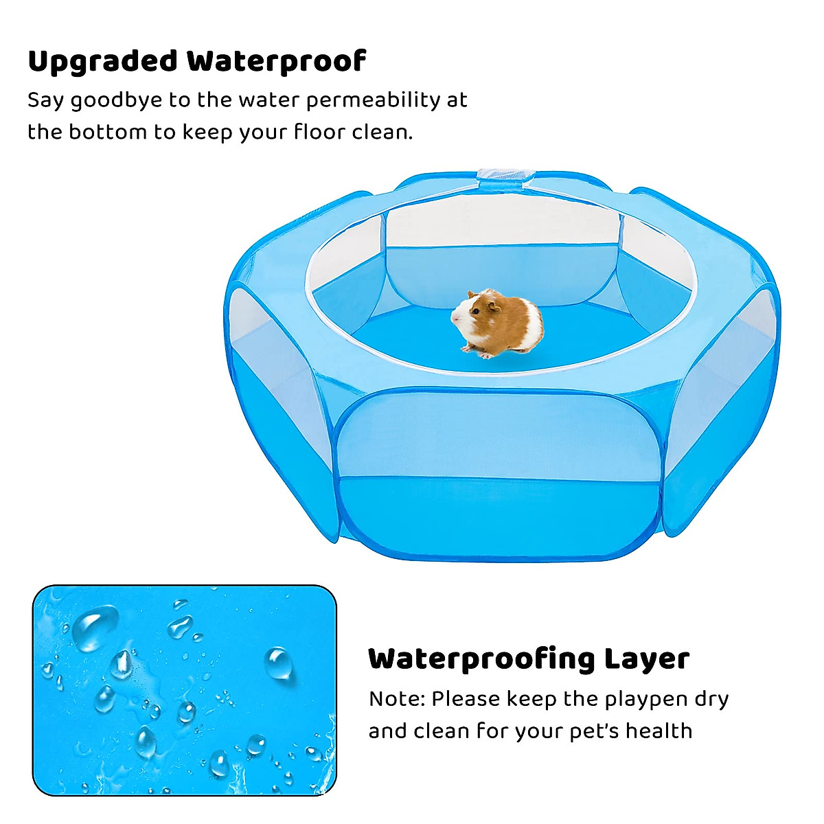 Amakunft Small Animal Pop-Up Playpen with Mesh Cover, 47'' x 23.6'' x 15'' Chicken Brooder Box, Play Pen Indoor Outdoor for Guinea Pigs, Bunny, Rabbits, Ferrets, Chinchillas, Kittens