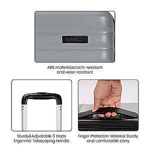 PRIMICIA GinzaTravel 3-Piece Luggage Sets Expandable Suitcases with 4 Wheels PC+ABS Durable Hardside Luggage sets TSA lock(Dark Gray, 3-Piece Set(20"/25"/29"))