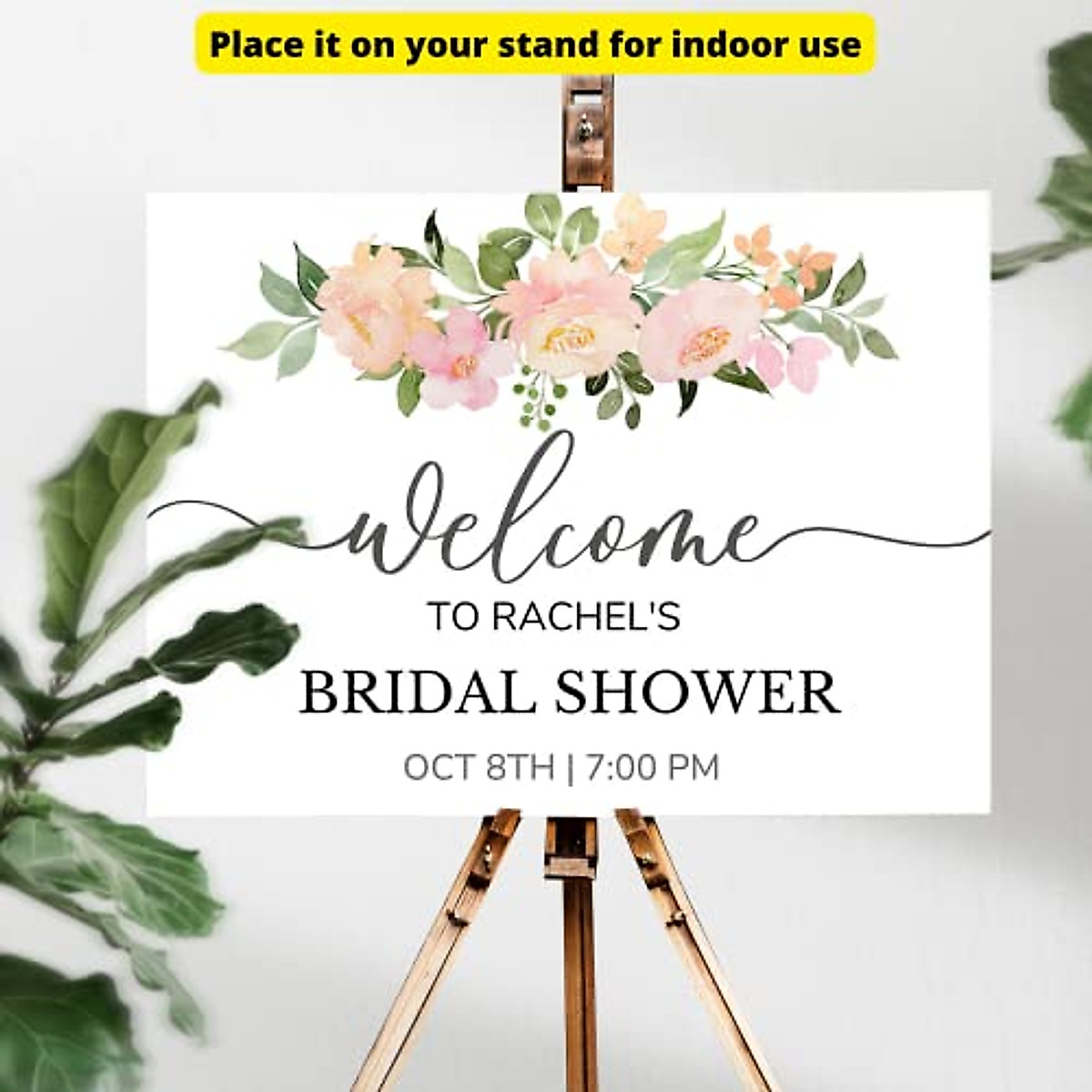 Custom Bridal Shower Sign with Stand, Personalized Bridal Shower Welcome Yard Sign for Indoor and Outdoor Use, 24" W x 18"H (Bridal Shower Design A)