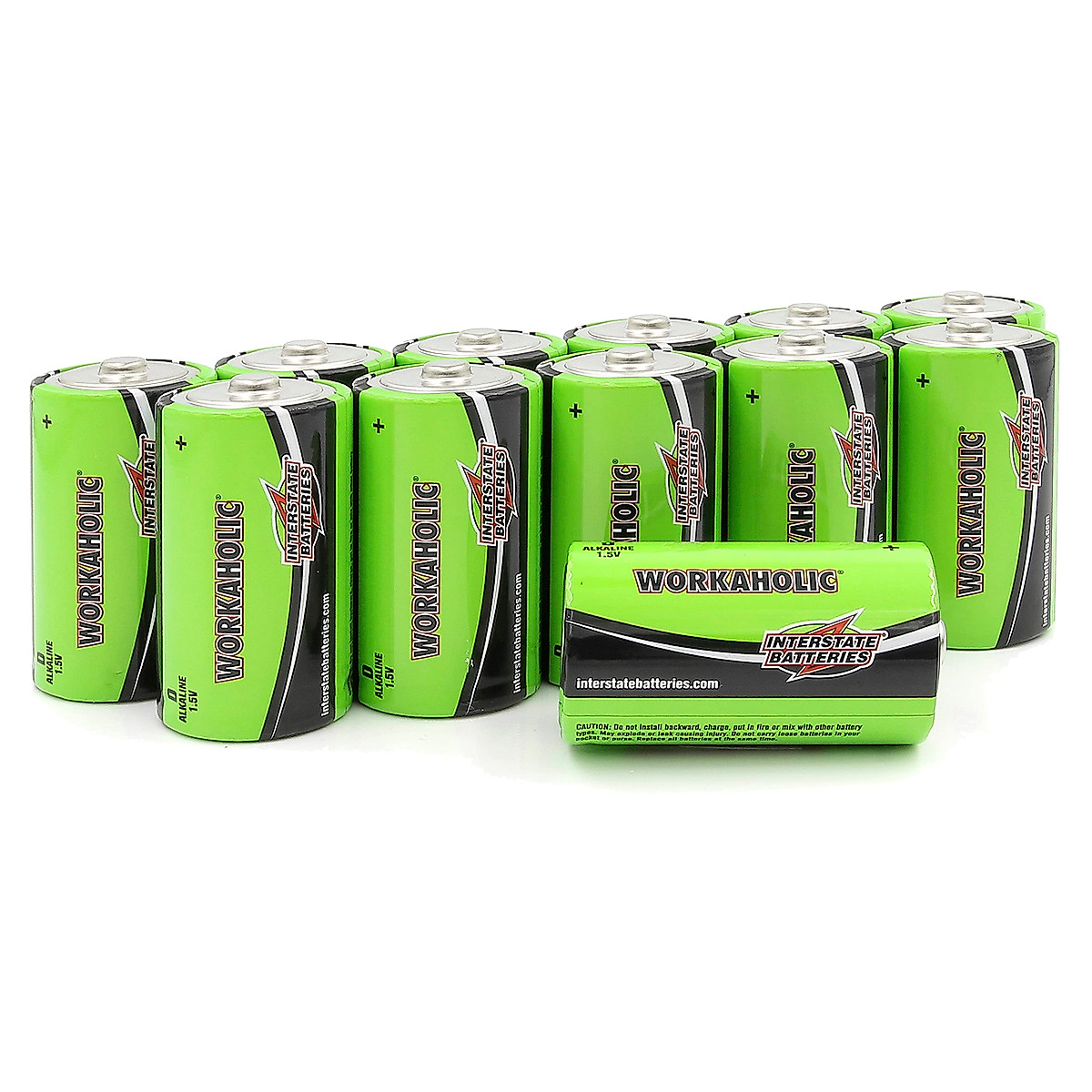 Interstate Batteries D Cell Alkaline Battery (12 Pack) All-Purpose 1.5V High Performance Batteries - Workaholic (DRY0085)