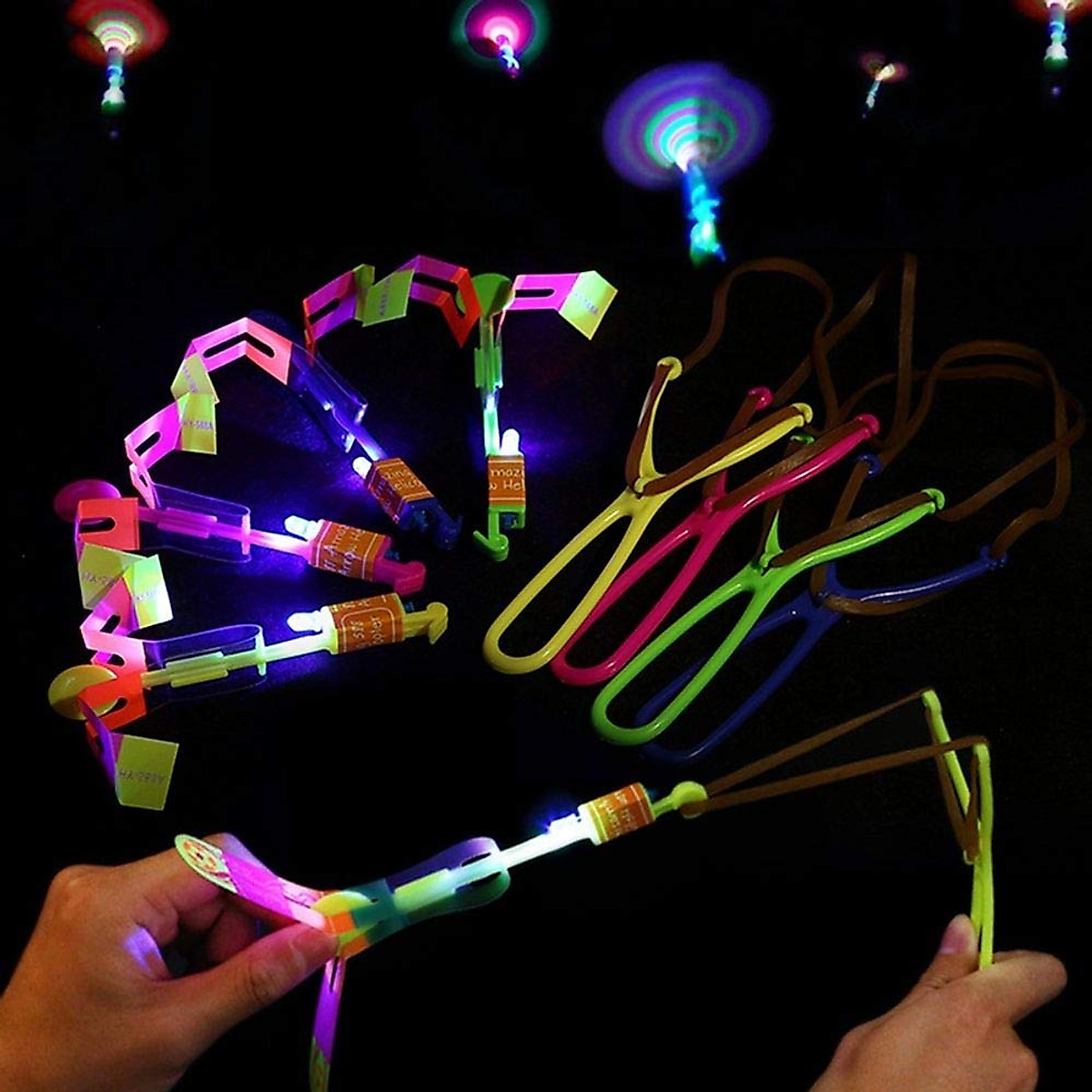 10 PCS Amazing Led Light Arrow Flying Toy Party Fun Gift Elastic, Flying Arrow Outdoor Flashing Children's Toys Birthdays Thanksgiving Christmas Day Gift Outdoor Game for Children Kids