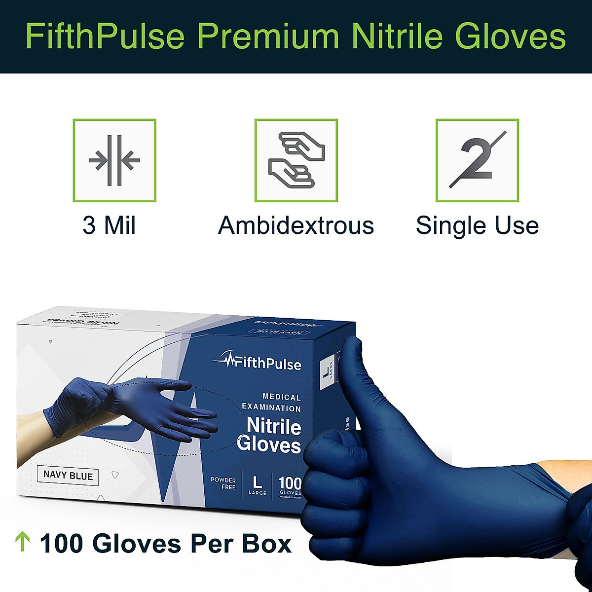 Navy Nitrile Disposable Gloves X Small, 100 Count - Powder and Latex Free Medical Gloves - 3 Mil Surgical Gloves - Food Safe Gloves