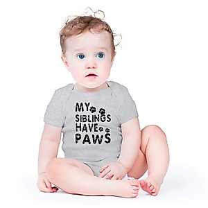 AW Fashions My Siblings Have Paws Baby Bodysuit Cute Newborn Girl Outfits Coming Home Outfit Boy Romper (6 Months, Sports Grey)