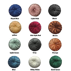 Wine Red Round Throw Pillow Holland Velvet Home Decoration Pleated Round Cushion ，Home Decorative for Home Sofa Chair Bed Car Decor