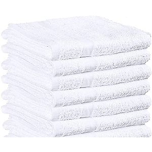 Towels N More 6 Pcs New Gym Towels 20x40 White 100% Cotton Loop Terry Bath Towels Salon Towels Light Weight Fast Drying(6)