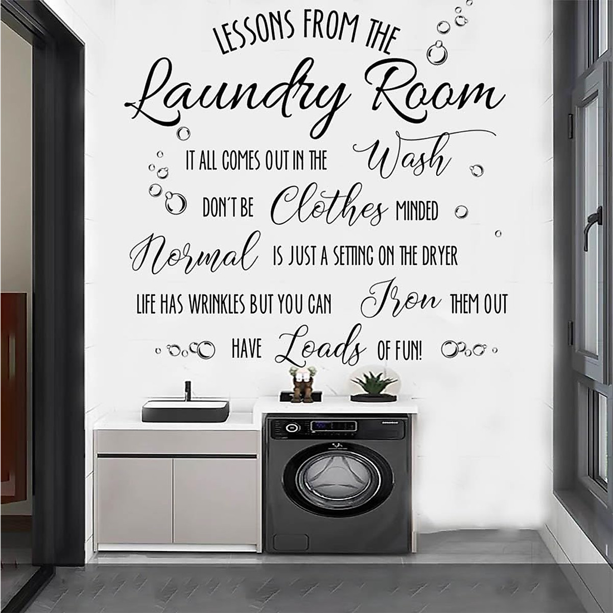 Laundry Room Decal Quote Lessons from The Laundry Room Wall Sticker Laundry Room Vinyl Wall Decal Wash Dry Vinyl Laundry Stickers Washer Quote for Home Apartment Washing Machine Dryer Laundry Room Clo