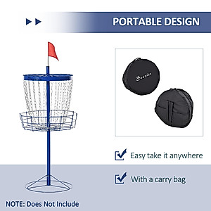 Soozier Portable Disc Golf Basket Target with 24-Chain, Travel Bag, Dark Blue