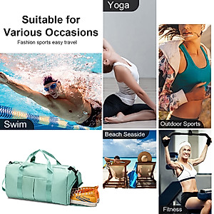 ZGWJ Sports Gym Bag with Wet Pocket & Shoes Compartment, Waterproof Shoulder Weekender for Women and Men Swim Travel Lightweight easy Carry on Green