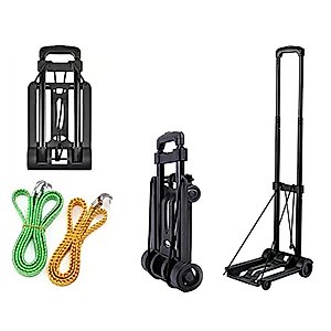 Plastic Folding Luggage Cart with 2 Wheels Lightweight Minisize Hand Truck for Travel, Moving,Camping and Office School Use Trolley(Small Base Plate 12.6"x9"inch)