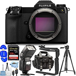Pixel Hub FUJIFILM GFX 100S Medium Format Mirrorless Camera 600022058-10PC Accessory Bundle Includes: Sandisk Extreme 128GB SD, Speedlite Flash, Tripod, Gadget Bag and More
