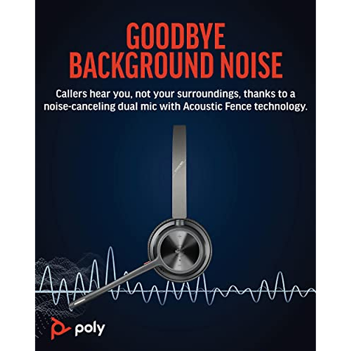 Poly Voyager 4320 UC Wireless Headset & Charge Stand (Plantronics) - Stereo Headphones w/Noise-Canceling Boom Mic - Connect PC/Mac/Mobile via Bluetooth - Microsoft Teams Certified - Amazon Exclusive