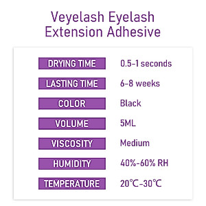 VEYES INC Eyelash Extension Glue - 0.5-1 Sec Drying (0.17fl.oz / 5ml)/Up to 8 Weeks Retention/Black Adhesive for Professional Use Only