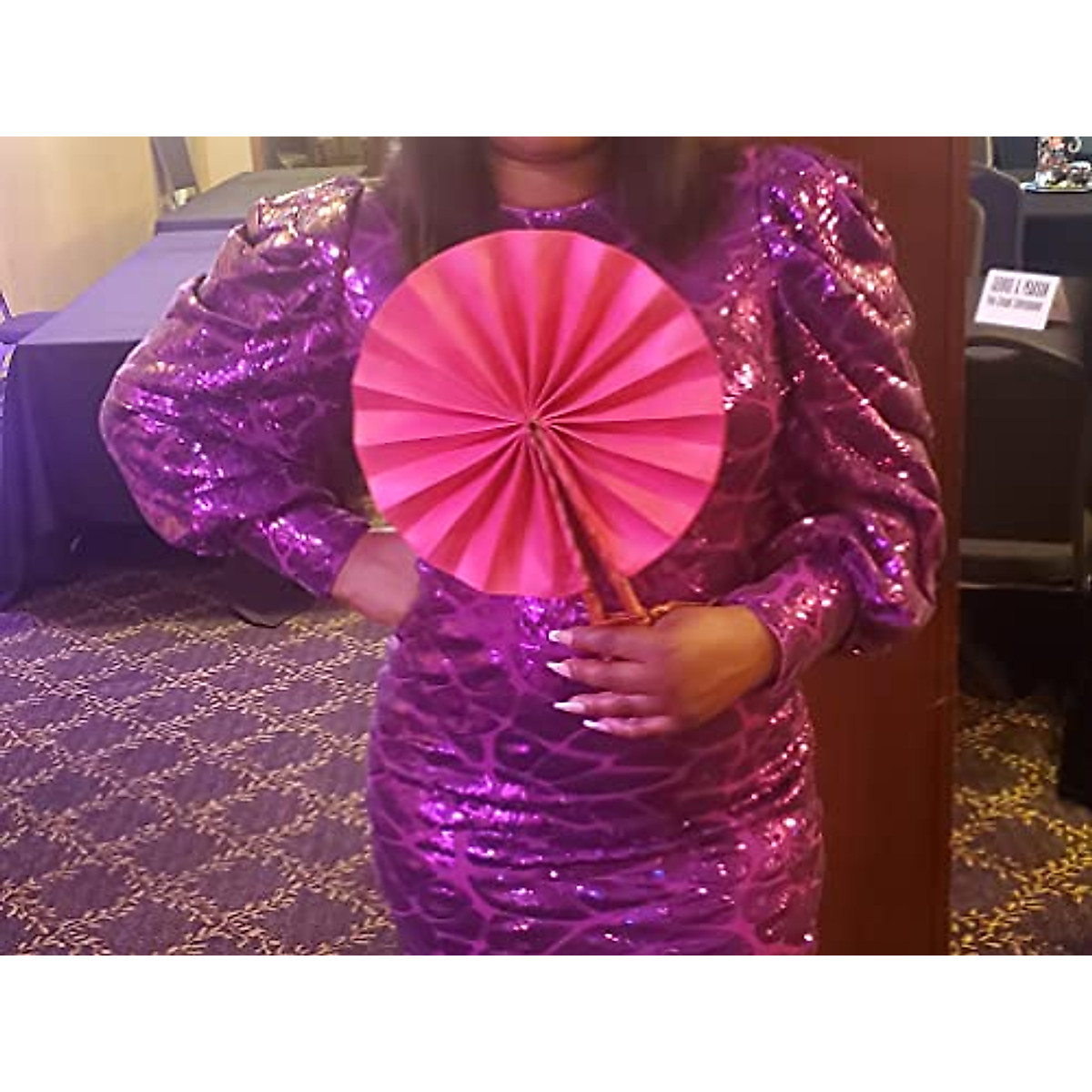 Pink African Fabric Folding Fan: Church, Ankara, Leather, Wedding, Sports, and Pouch Included!