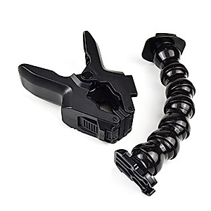 Bestyu Black Jaws Flex Clamp Mount Holder with Adjustable Neck for Gopro Hero 4 3+ 3 2 1