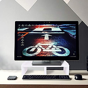 Cabilock Computer Holder Desktop Computer Stand Monitor Riser Stand Desktop Ergonomic Monitor Stand Riser for Computer PC Laptop Printer TV Notebooks LCD LED Display (White) Desktop Stand
