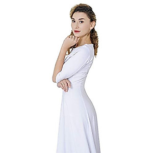 Marycrafts Women's Fit Flare Tea Midi Dress for Office Business Work 12 White