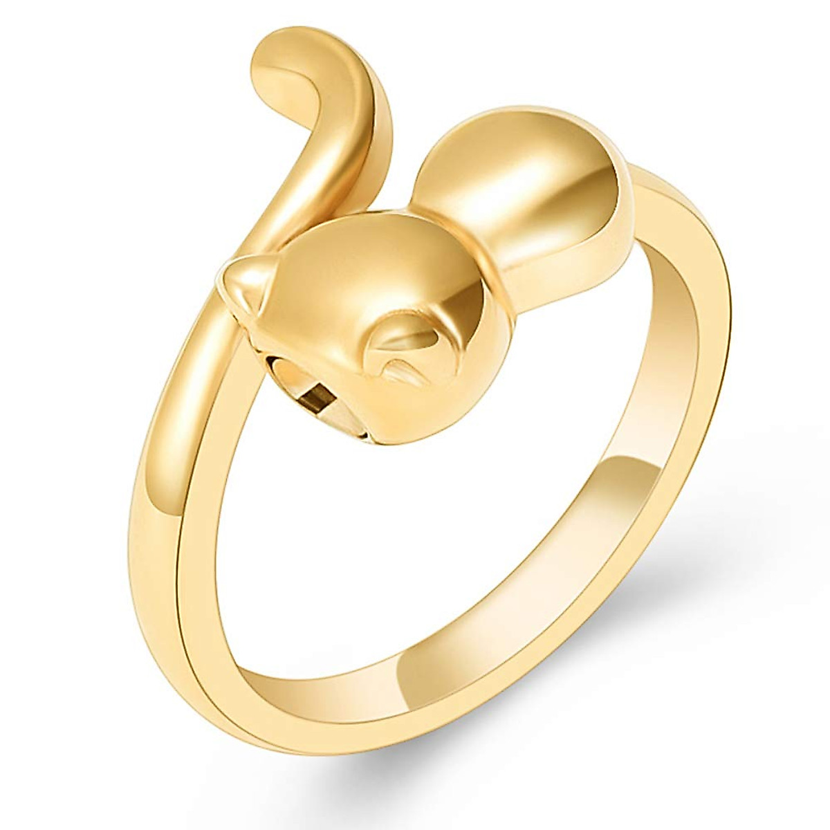 Imrsanl Cremation Jewelry Ring for Ashes Stainless Steel Cat Urn Rings for Funeral Finger Rings Keepsake Memorial Ash Jewelry - Size 7