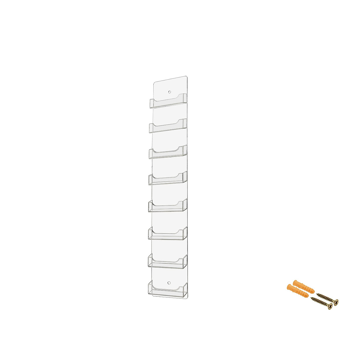 Wall Business Card Holder with Hanging Hardware for 3.5" x 2" Gift 8 Slot Card Card Rack Retail Stores or Salon Multi Pocket Clear Acrylic One Piece by Marketing Holders