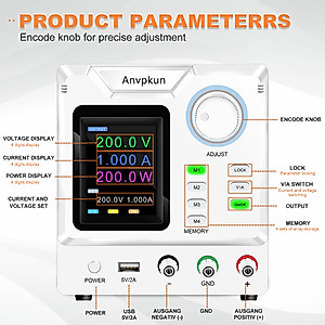 0~200V 0~1A Ac/dc Adjustable Lab Power Supply Adjustable DC Regulated Switching Power Supply Variable Adjustable Laboratory Desktop Power Supply (0-200V 0-1A)