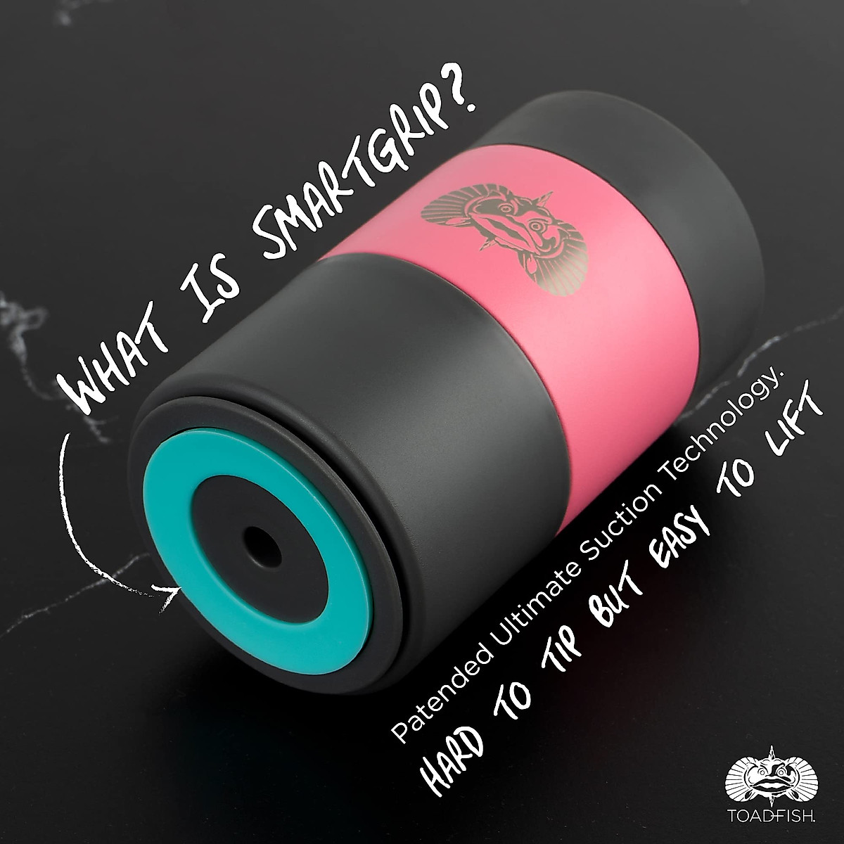 Toadfish Non-Tipping Can Cooler for 12oz Cans - Suction Cup Can Cooler for Beer & Soda - Includes Slim Can Adapter - Stainless Steel Double-Wall Vacuum Insulated Cooler - Graphite