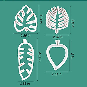 Crethinkaty Tropical Leaf Cookie Cutter Shapes Set for Cake Decorating 4 Pieces Plastic Big Size Fondant Icing Cutters DIY Baking Tool