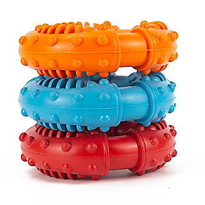 Dog Rubber Teeth Grinding Donut, Bite Resistant Anti Slip Toy, Durable Indestructible Dog Chew Enrichment Toy for Pets Dogs Stress Relief Small Dogs Medium Large(Orange)