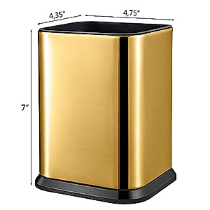 RedCall Stainless Steel Kitchen Utensil Holder for Countertop, Spoon Spatula Organizer,Modern Rectangular Large Cooking Utensil Caddy Counter,Utensil Crock (Stainless Steel Gold)