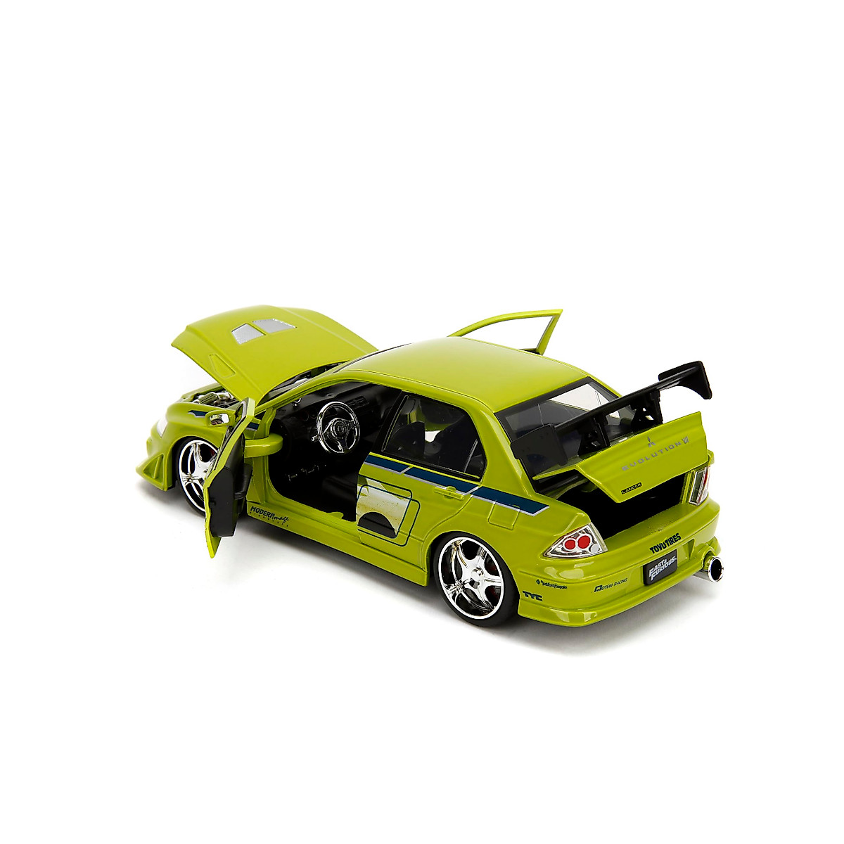 Jada Toys Fast & Furious 1:24 Brian's Mitsubishi Lancer Evolution VII Die-cast Car, Toys for Kids and Adults, Lime Green (99788)