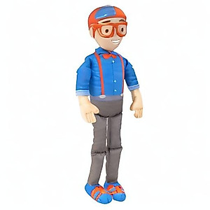 Blippi Bendable Plush Doll, 16” Tall Featuring SFX - Squeeze The Belly to Hear Classic catchphrases - Fun, Educational Toys for Babies, Toddlers, and Young Kids