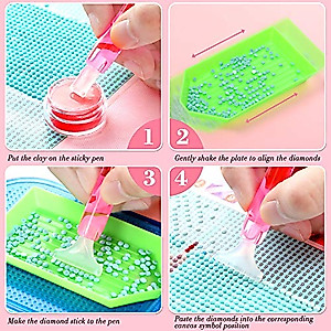 Outus 5D DIY Diamond Painting Tools with 2 Pieces Handmade Resin Diamond Painting Pen, Anti-Slip Mat, Plastic Diamond Trays, Clay Box, Drill Point Accessories Kits for Adults and Kids DIY Craft Arts