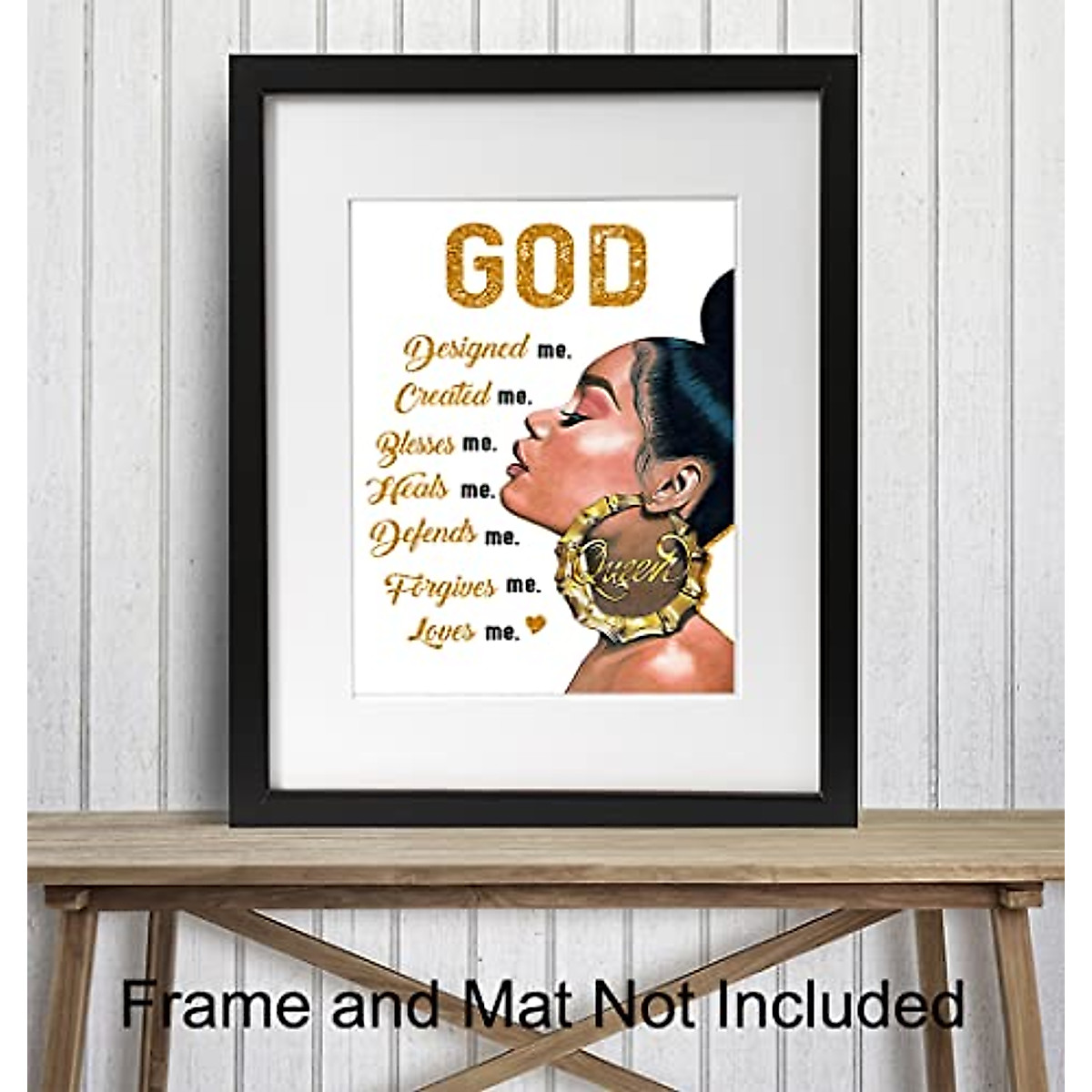 African American Art - Black Art - spiritual Religious Wall Decor - Black women - Inspiration Christian Gifts for Women, African Americans Black Girl - Christian Wall Decor- Faith God Wall Art & Decor