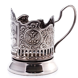 Soviet Drinking Glass Holder The Bronze Horseman (nickel-plated, blackened) Saint Petersburg Russian Tea Glass Holder/Russian Podstakannik for Hot or Cold Liquids