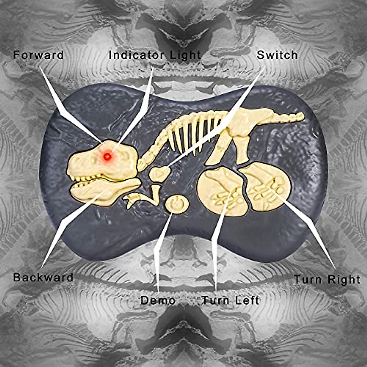 MAMABOO Remote Control Dinosaur Toys for Boys Kids Girls 3 4 5 6 7 8 Years Old Electronic RC Robot Toy LED Lightup Walking Roaring Velociraptor Jurassic Dino Rechargeable Raptor Blue Birthday Gifts