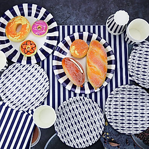 Navy Blue Striped Party Supplies, Blue and White Birthday Party Pack, Navy Blue Paper Plates and Napkins Set for Boys Baby Shower Birthday Graduation Summer Blue Party, Services 40