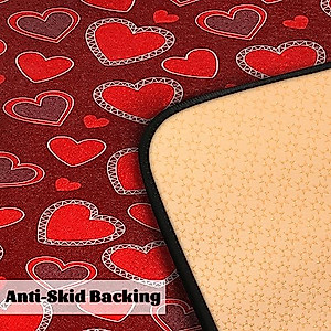 KOBLEN Red Heart Kitchen Rugs Non Slip Washable Absorbent Kitchen Mats 20x39 inch Cushioned Anti Fatigue Kitchen Floor Mats for in Front of Sink