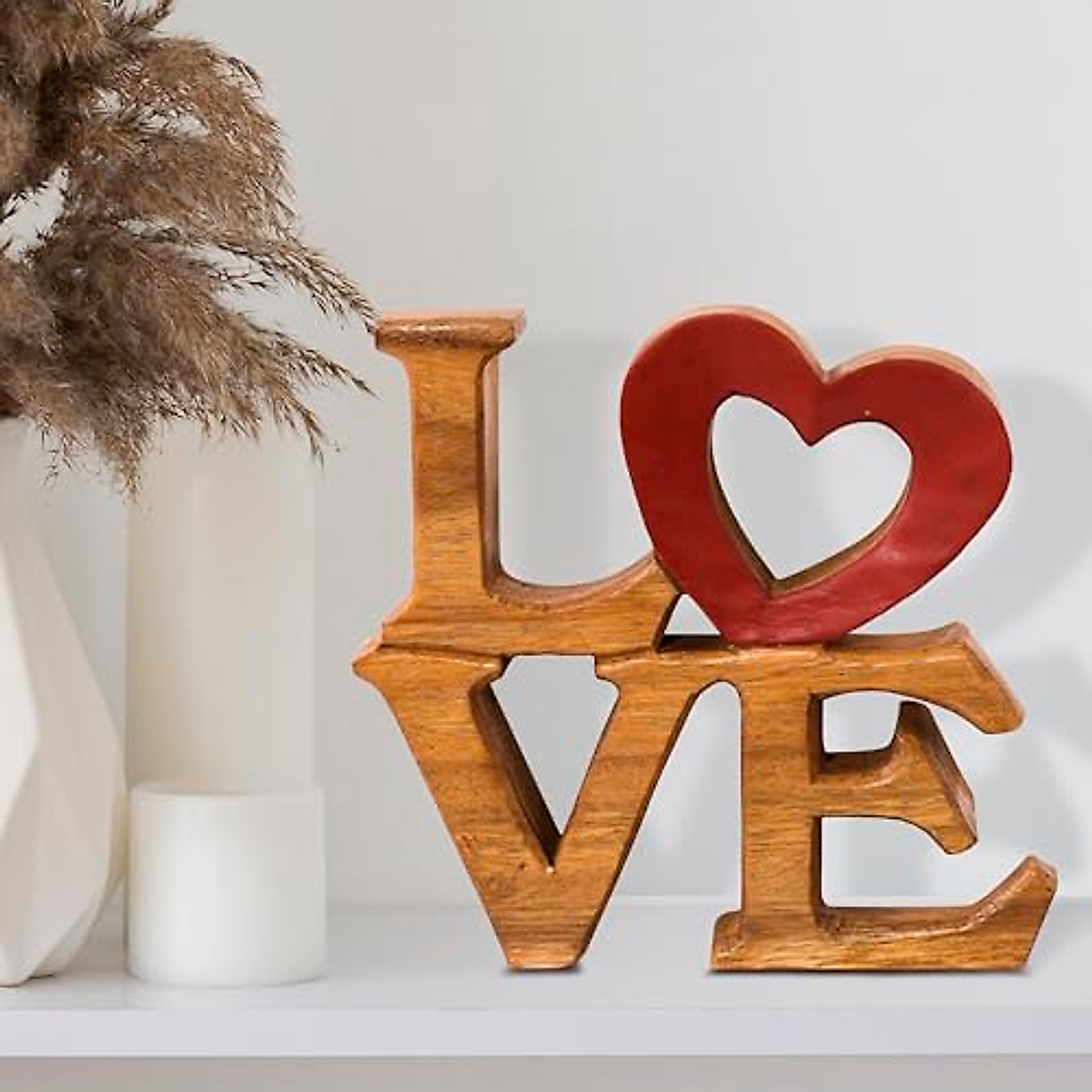 Decozen Handcrafted Solid Wood Sculpture from Daughter, Son, Husband - Ideal for Home, Mantel, Fireplace, and Foyer Decor - Tabletop Accent