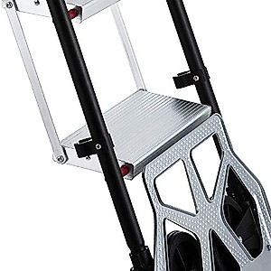 Mophorn Step Ladder 2-in-1 Convertible Aluminum Folding Step Ladder 175LBS Hand Truck Cart Dolly with Two Wheels (3-Steps)
