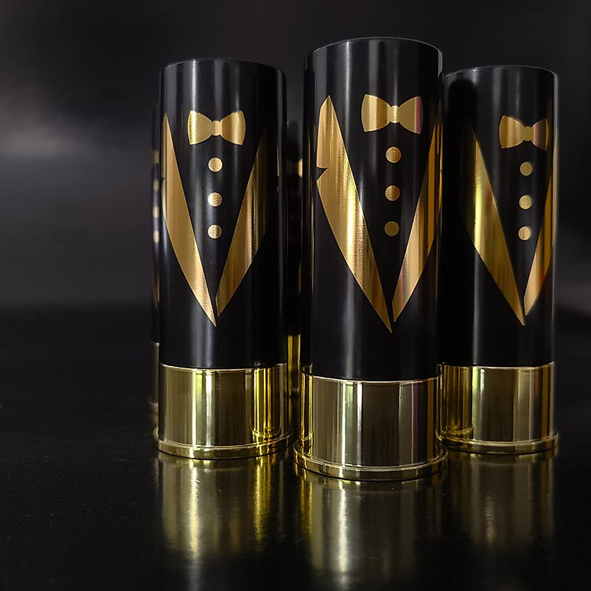 GOOCHOO Shot Glasses Set of 6 - Red and Black Groomsmen Tuxedo,Police Flag (Black)