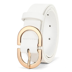 XZQTIVE Women's Leather Belts for Jeans Pants Dress Plus Size Ladies Black Belt with Gold Buckle